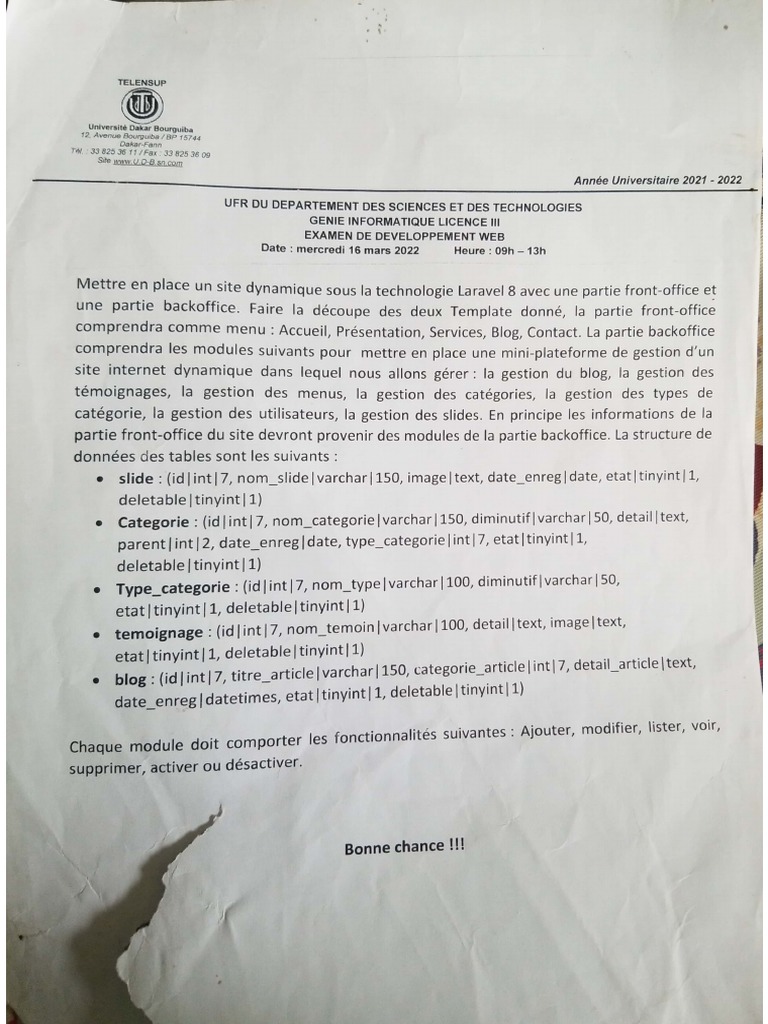 Sujets D'examens de Licence 3 en Informatique | PDF