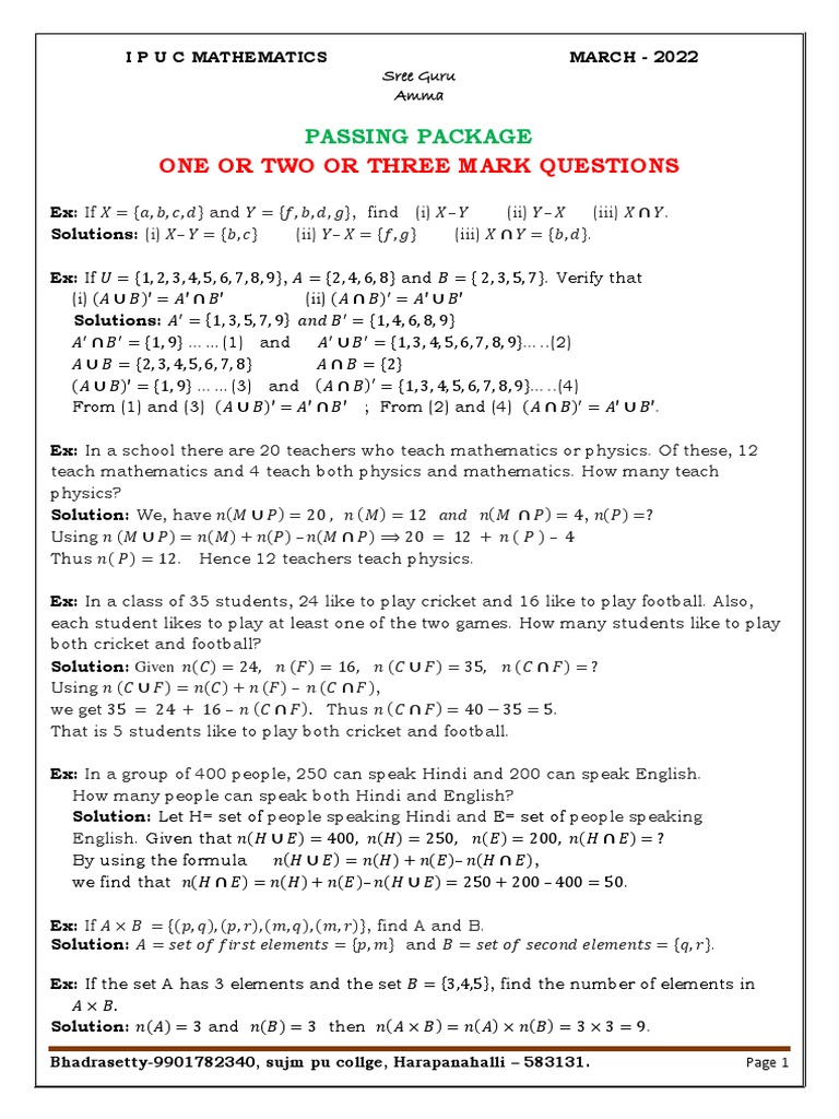 I Puc Passing Package | PDF | Function (Mathematics) | Circle