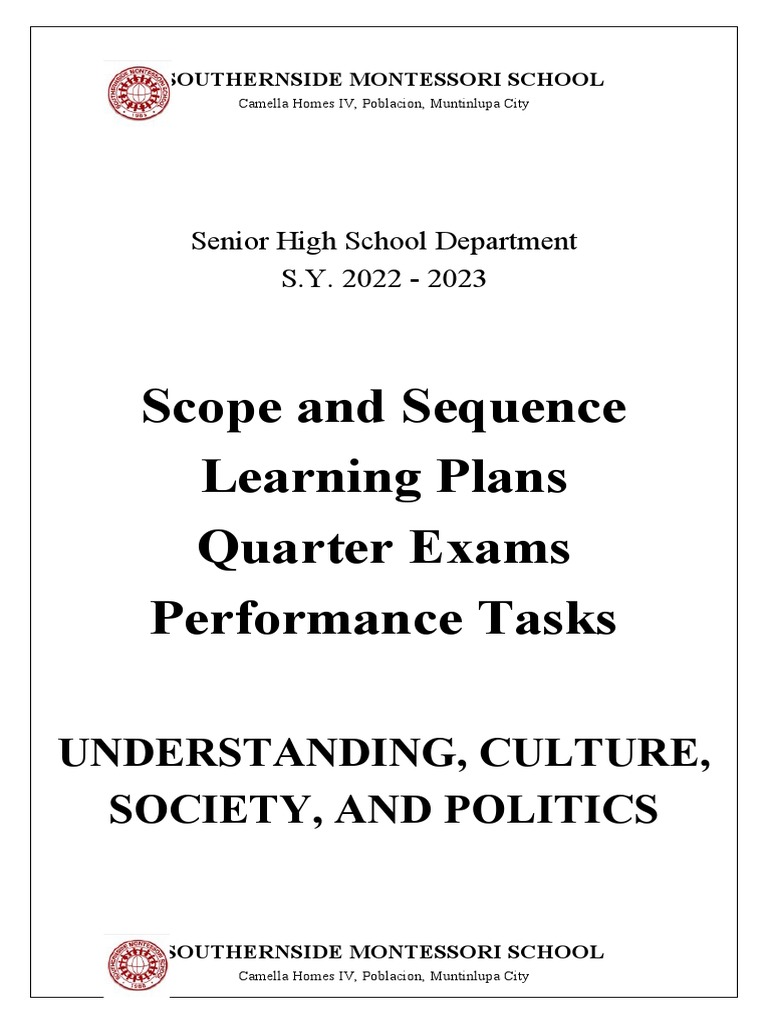 SHS Scope & Sequence 2022-2023 | PDF