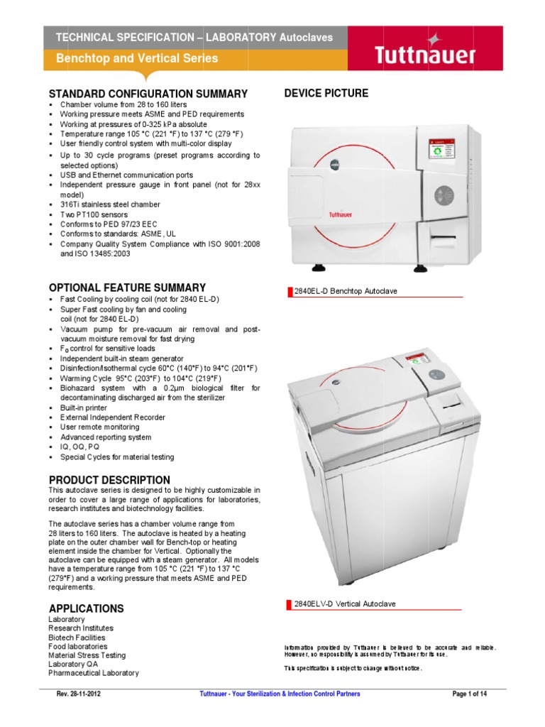 Benchtop and Vertical Laboratory Autoclaves - Tuttnauer - Ver 1.15 - 0 ...
