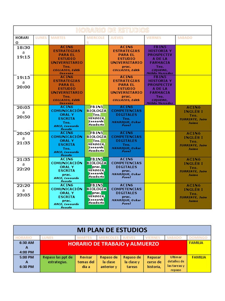 Horario de Estudios | PDF