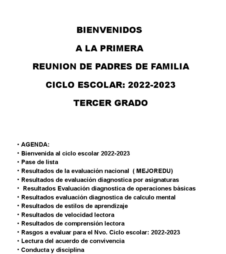 Primera Reunion de Padres de Familia | PDF