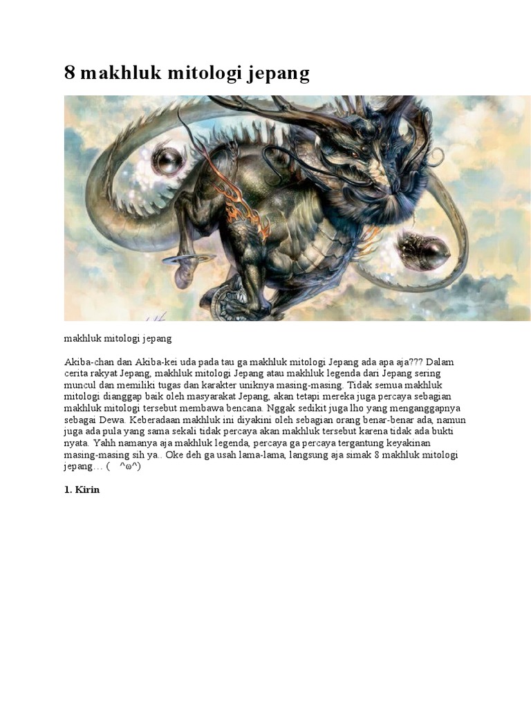 8 Makhluk Mitologi Jepang | PDF