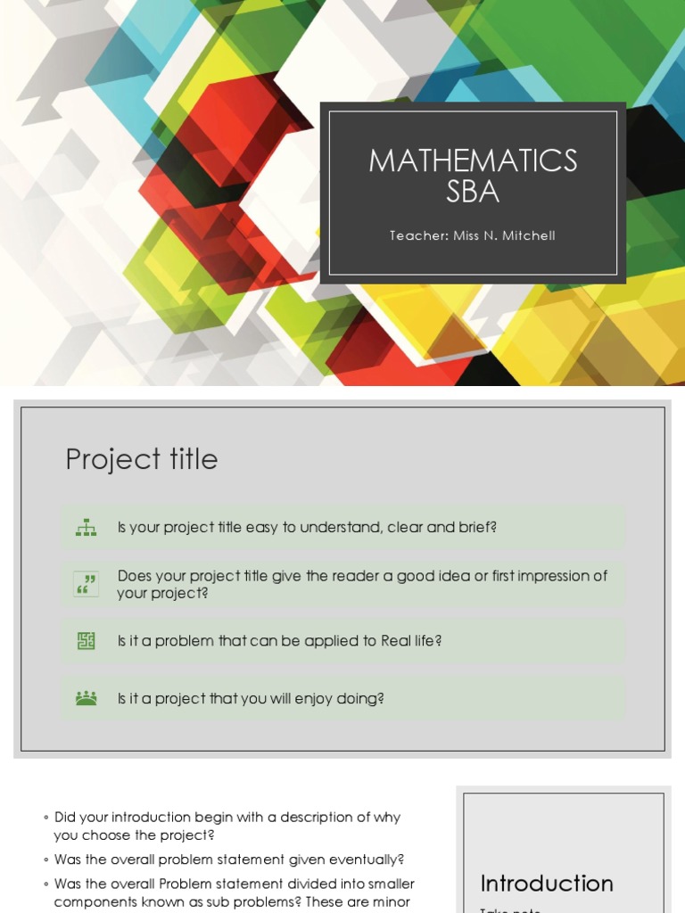 Mathematics SBA Guide PowerPoint 1301008 | PDF | Data | Mathematical ...