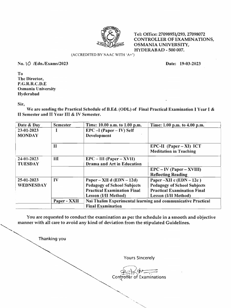 111196688bed Odl Timetabale | PDF | Learning