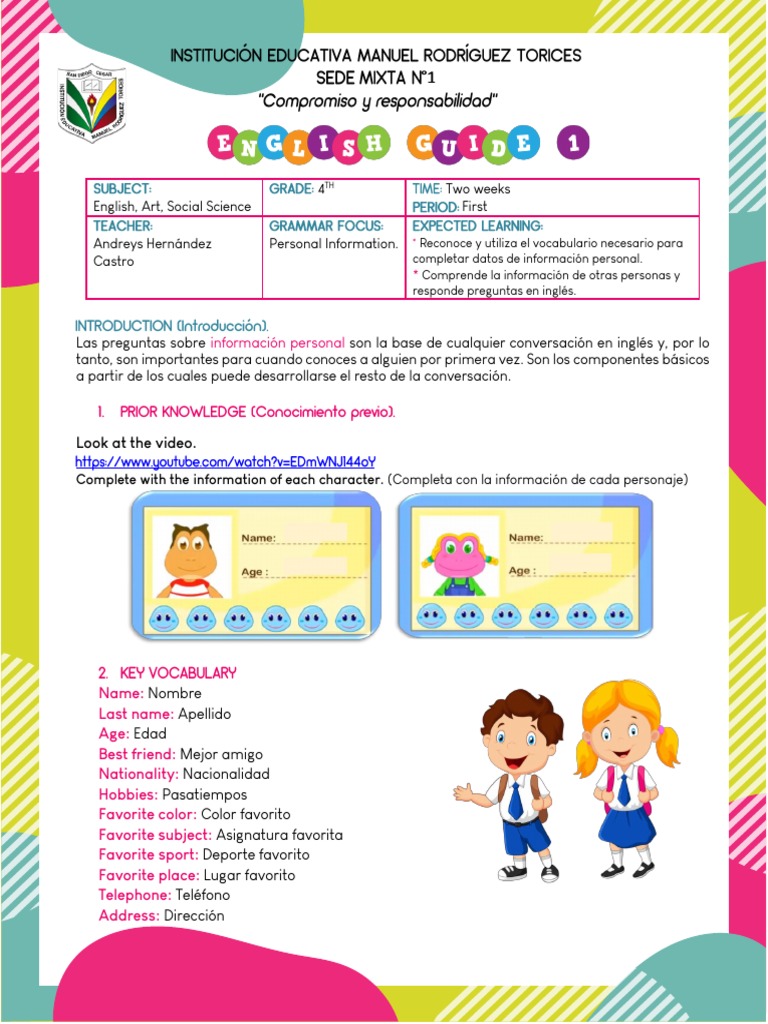 Guía de Aprendizaje N°1 - 4° | PDF