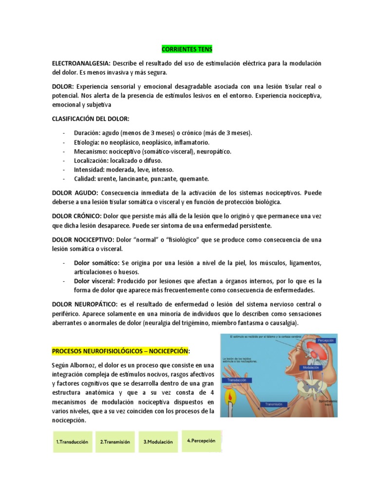 Corrientes TENS | PDF | Dolor | Neurociencia