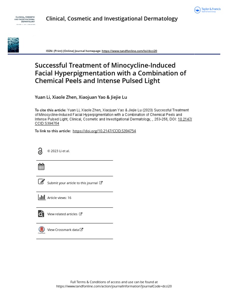 Successful Treatment of Minocycline Induced Facial Hyperpigmentation ...