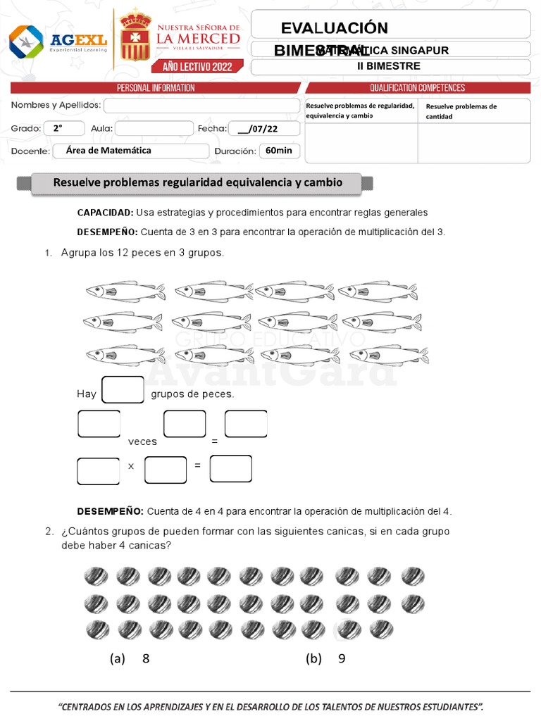 Examen Bimestral Matemática 2do Grado Ii Bimestre Pdf Longitud