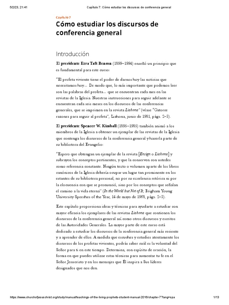 Capítulo 7 - Cómo Estudiar Los Discursos de Conferencia General | PDF | Biblia | Apóstol