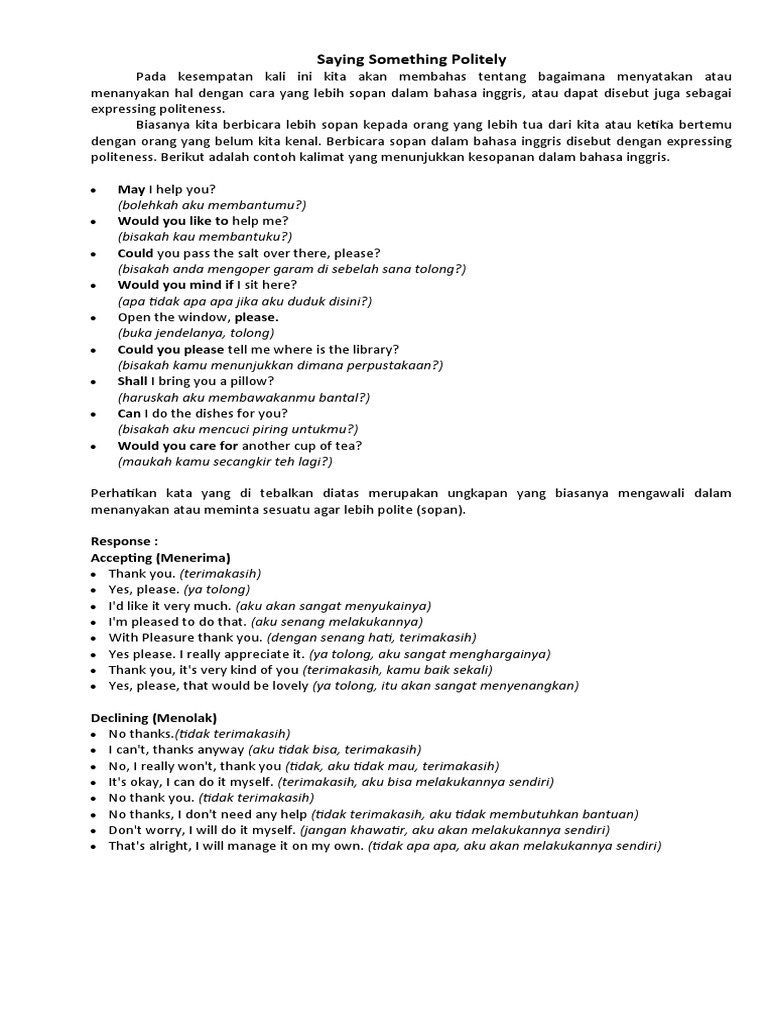 Expressing Politeness | PDF