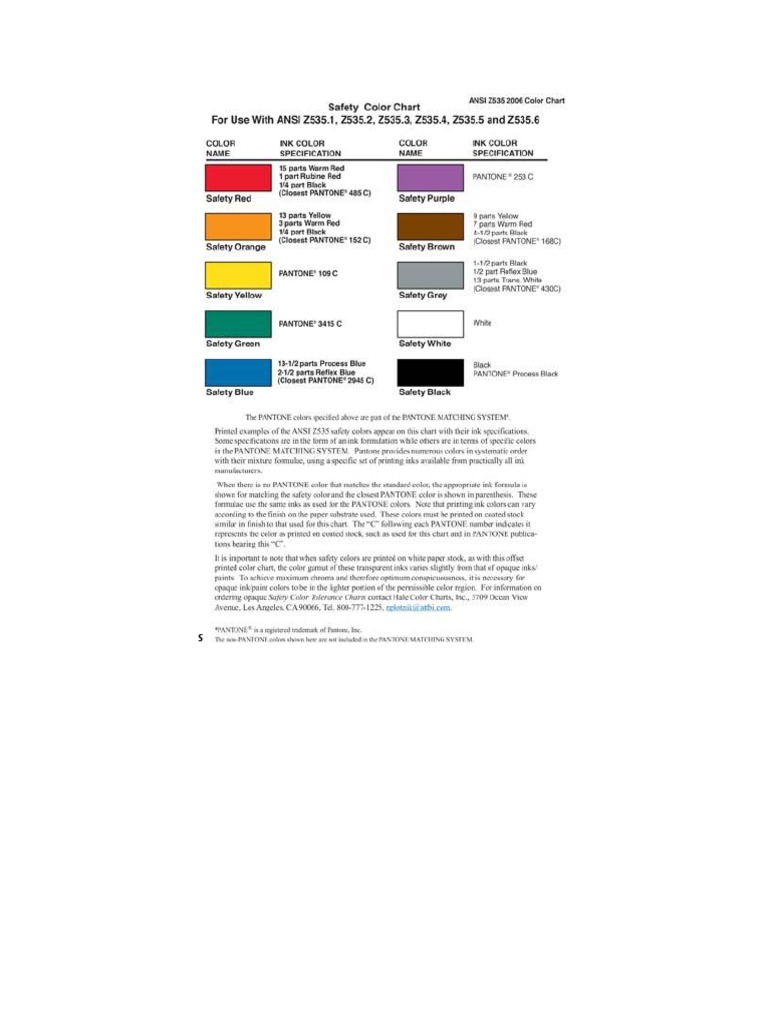 Safety Color Chart | PDF