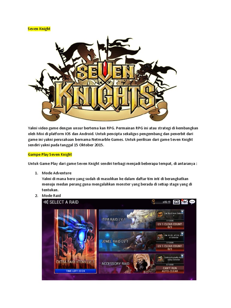 Panduan Lengkap Game Seven Knight | PDF