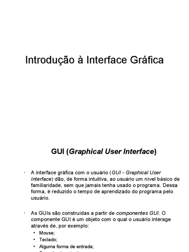 Introdução À Interface Gráfica | PDF | Interfaces gráficas do usuário ...