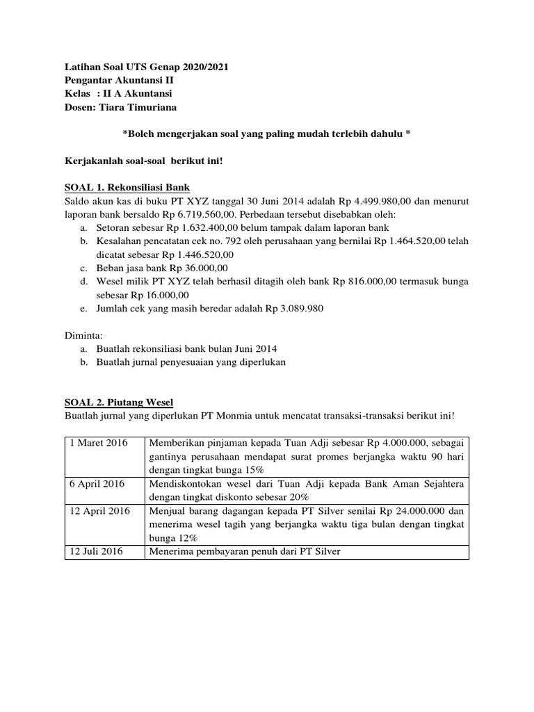 Latihan Soal UTS PA2 | PDF