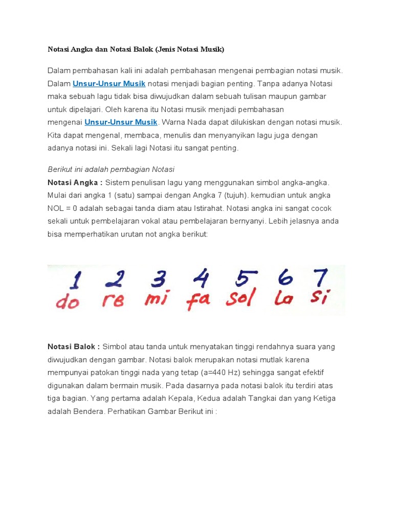 Notasi Angka dan Balok dalam Musik | PDF
