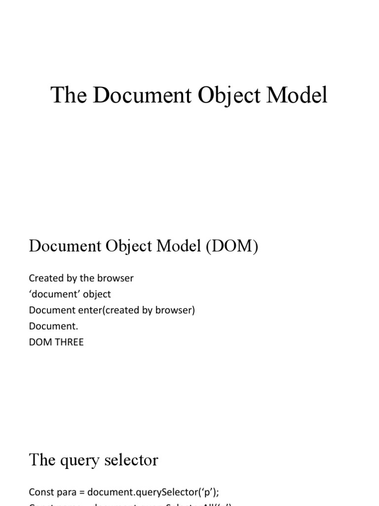 The Document Object Model Pdf Document Object Model Hypertext