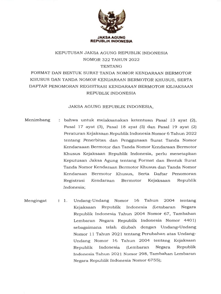 KEPJA 322 Tahun 2022 - TNKK | PDF