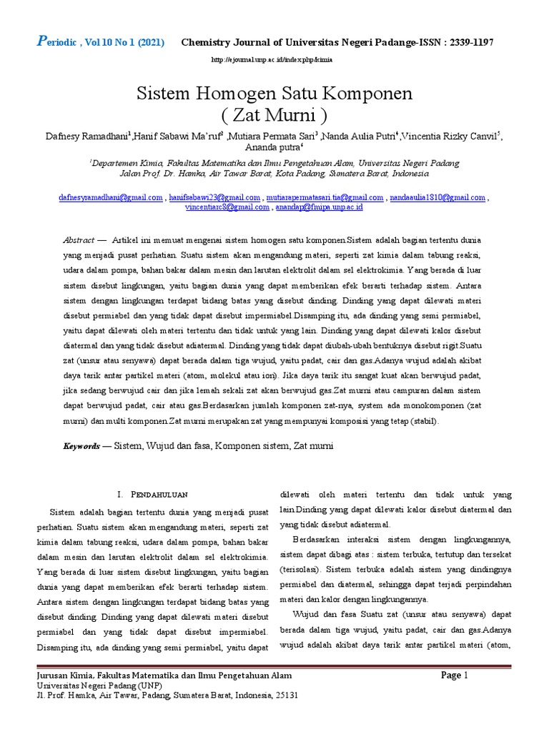 Sistem Homogen Satu Komponen - Kelompok 2 | PDF