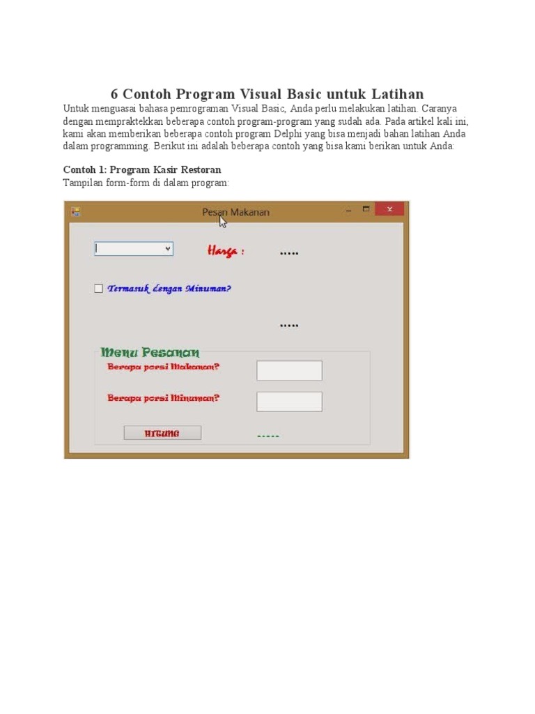 6 Contoh Program Visual Basic Untuk Latihan | PDF
