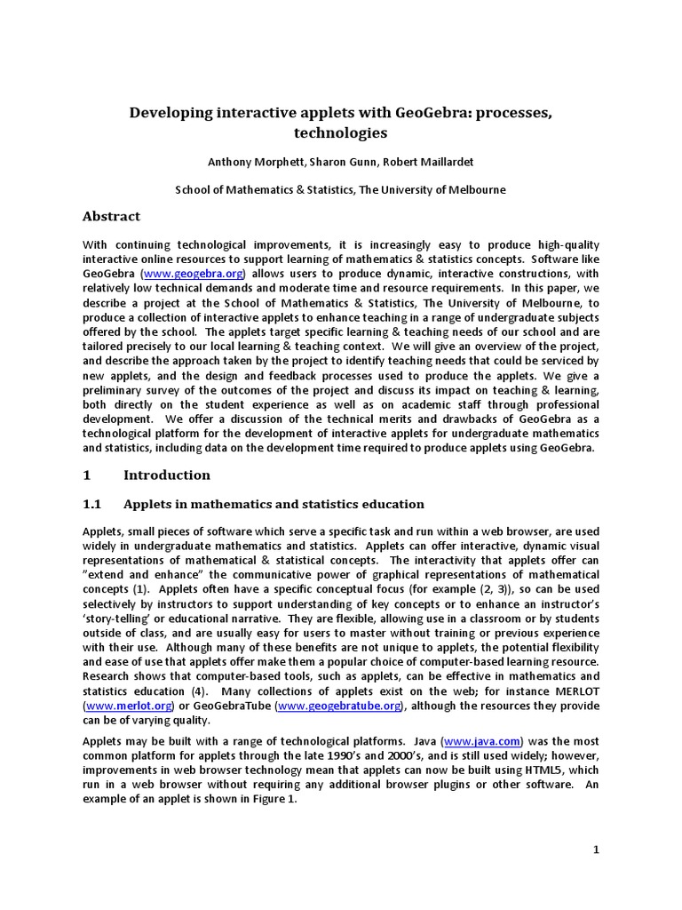 Developing Interactive Applets With GeoGebra (PDFDrive) | Download Free PDF | Statistics | Java ...