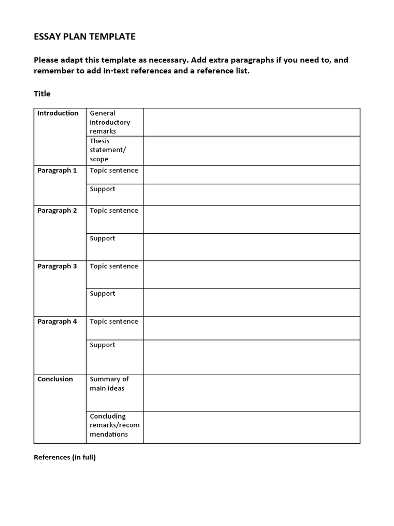 Essay Plan Template | PDF