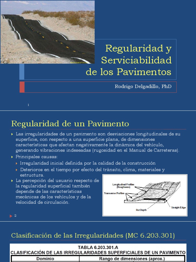 Regularidad y Serviciabilidad de Pavimentos | PDF