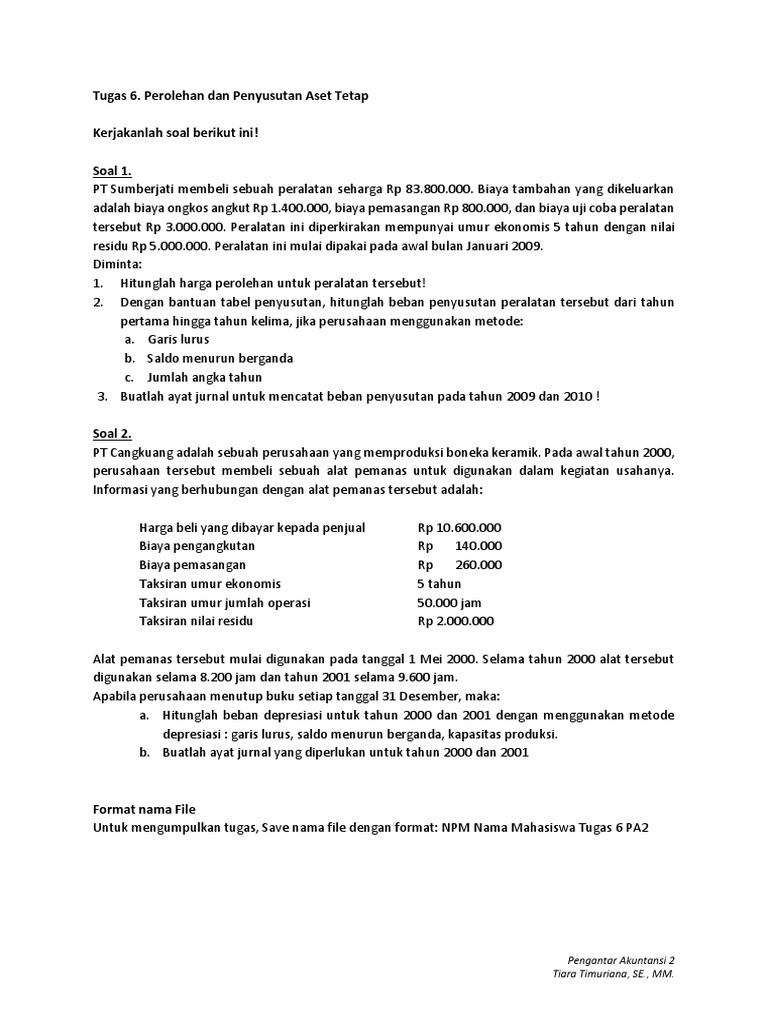 Perhitungan Perolehan dan Penyusutan Aset Tetap serta Contoh Soal ...