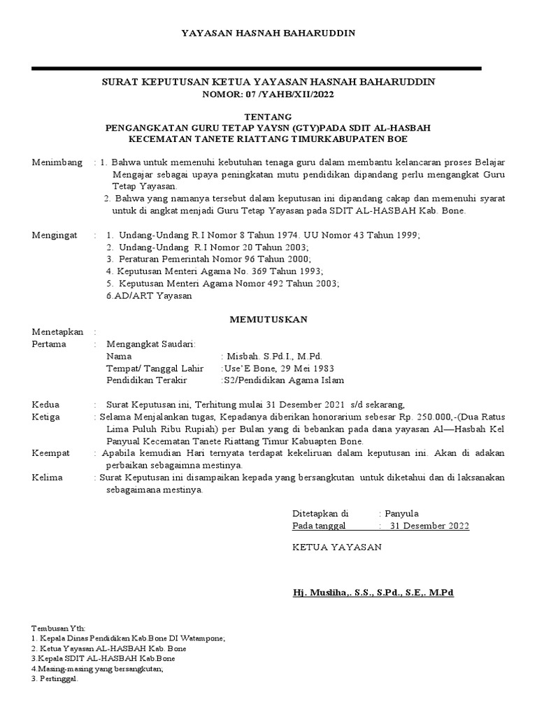 SK Kepala Guru Tetap | PDF