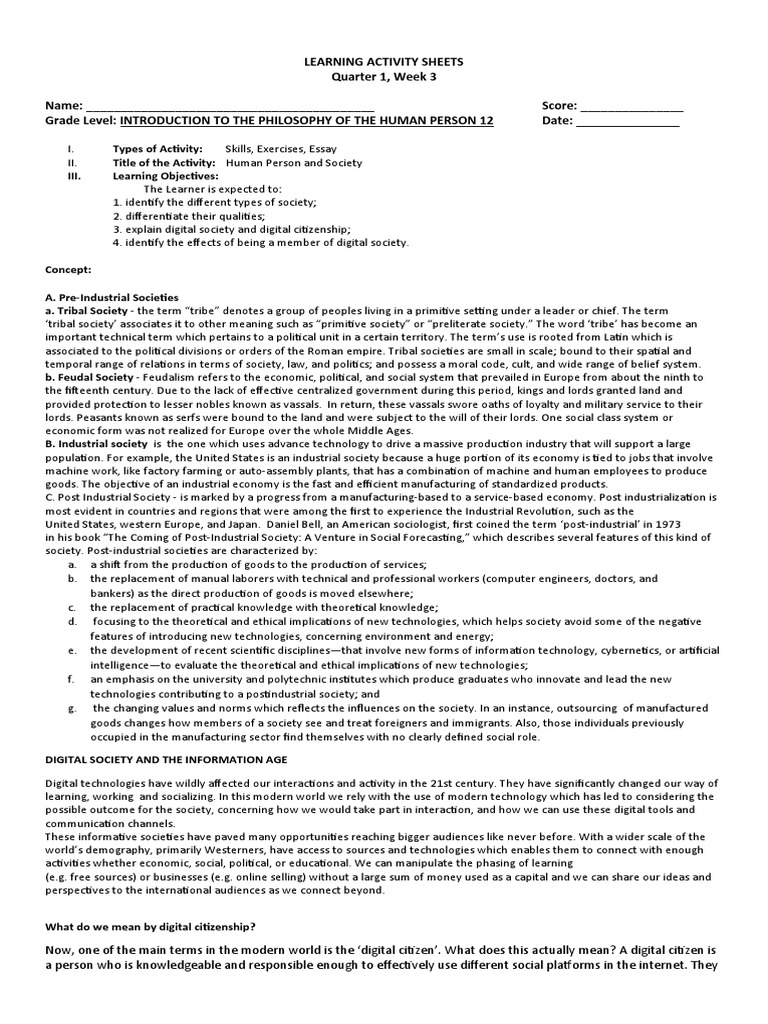 Philo Week 3 | PDF | Society | Citizenship