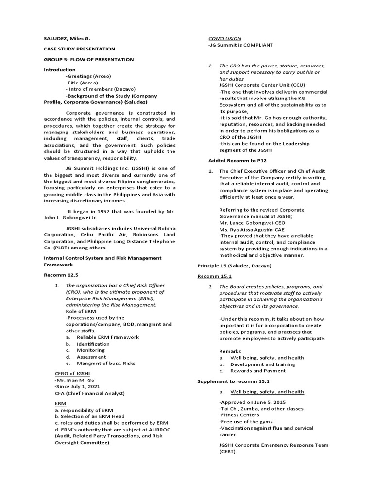 Saludez, Case Study Guide | PDF | Business Economics | Economies