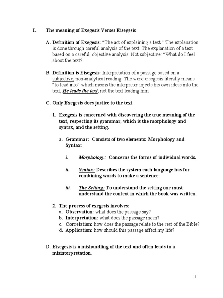 Exegesis Vs Eisegesis Handout | PDF | Exegesis | Inference