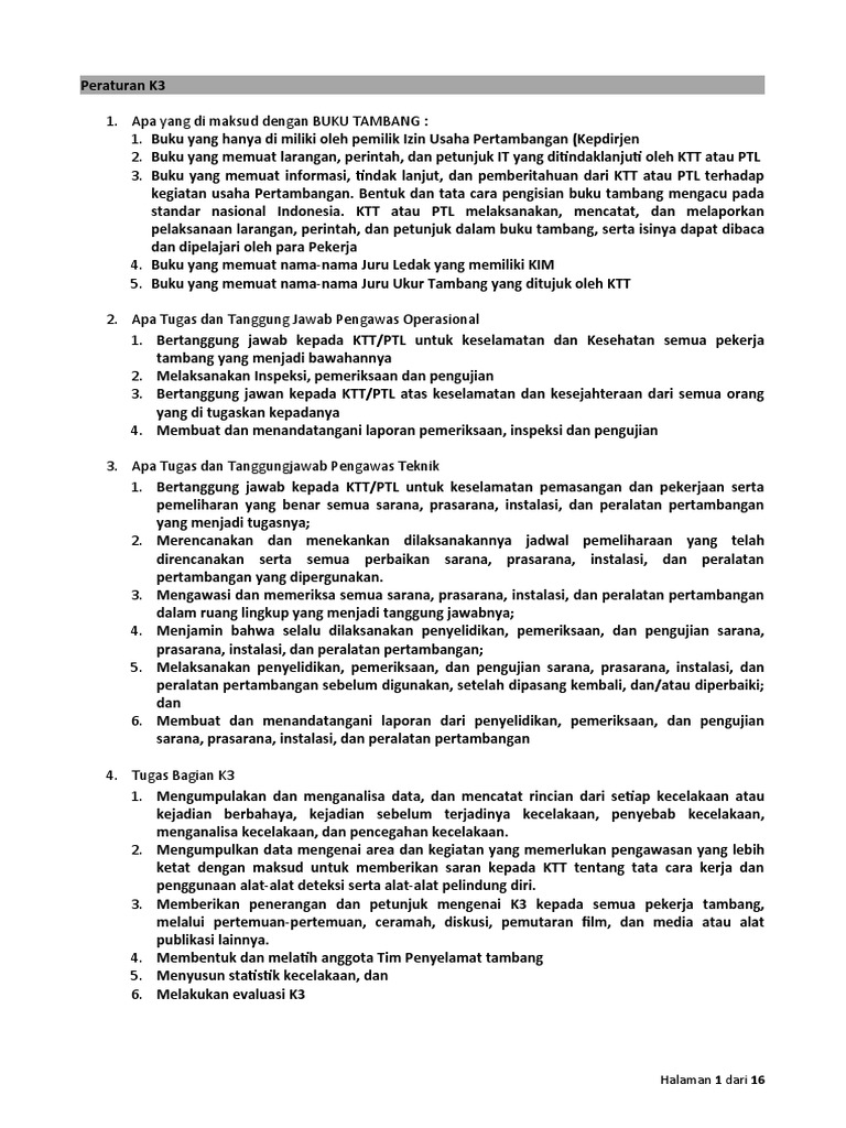 Soal Tanya Jawab Untuk Tim HSE Untuk Menambah Knowledge - 01 | PDF