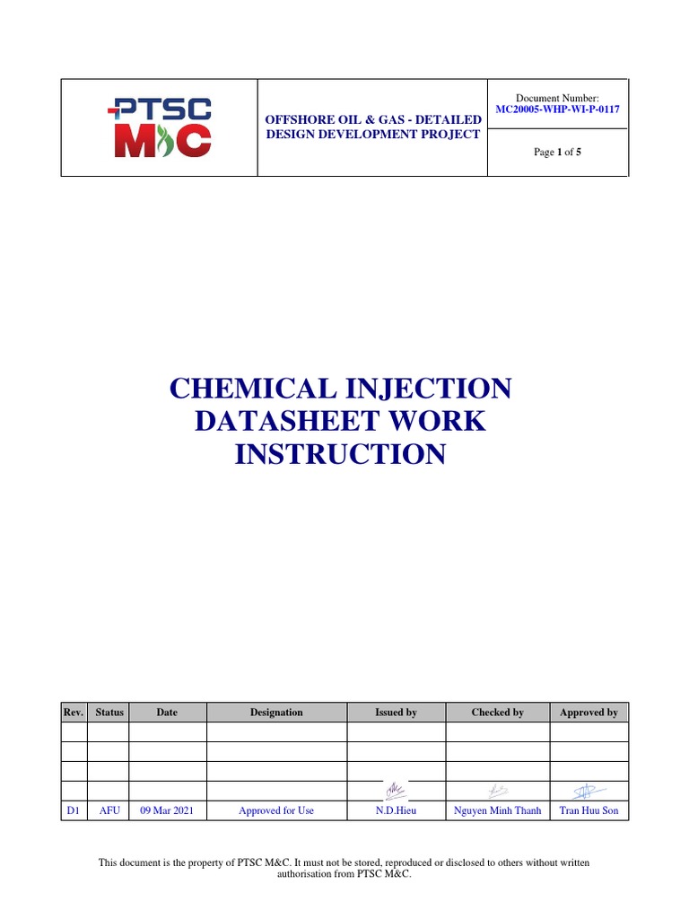 Chemical Injection Datasheet Instructions | PDF | Pipe (Fluid ...