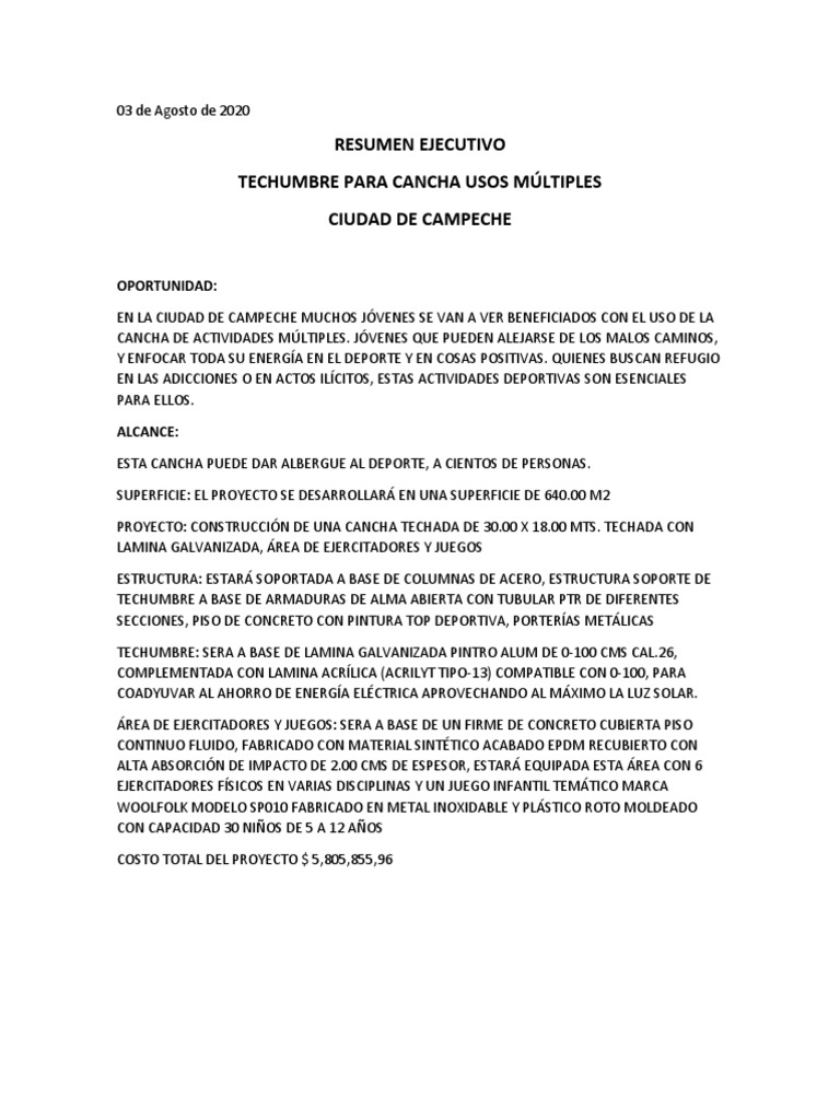 Techumbre Cancha Existente | PDF