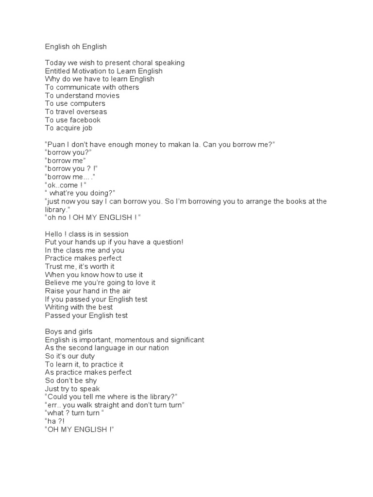 Choral Speaking Script | PDF