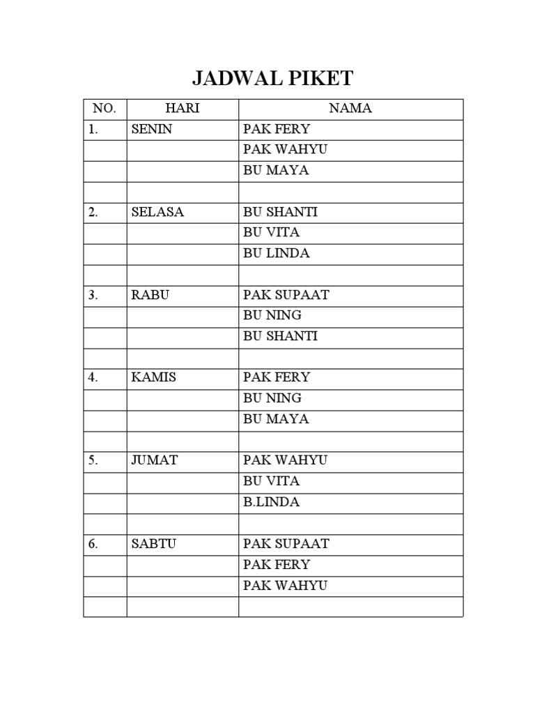 Jadwal Piket | PDF