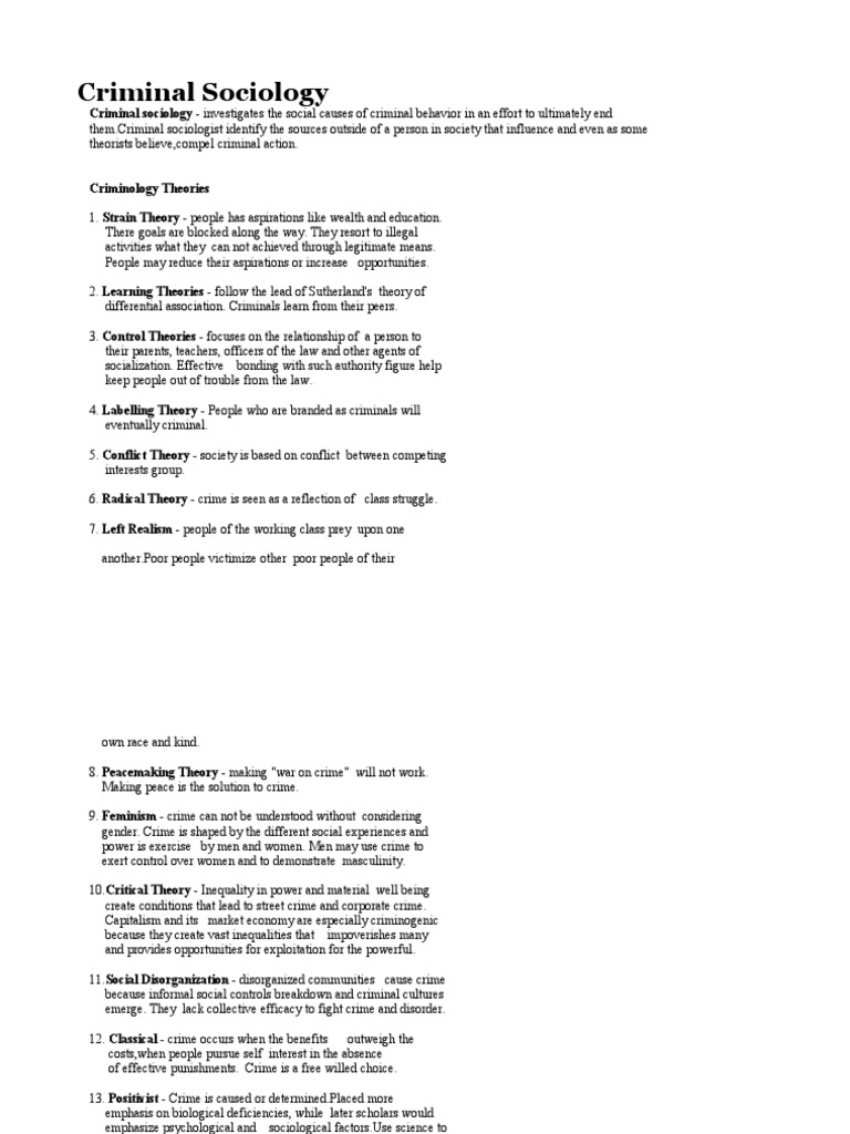 An Overview of Criminology Theories: From Classical to Integrated ...