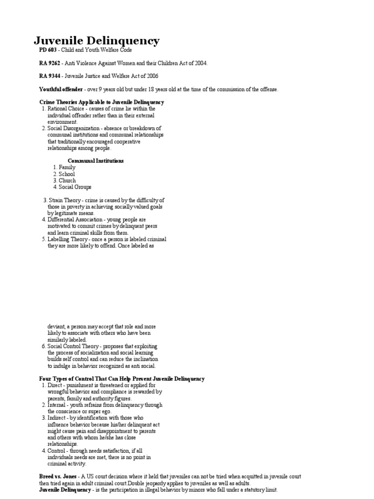 Juvenile Delinquency Board Exam Reviewer | PDF | Juvenile Delinquency ...