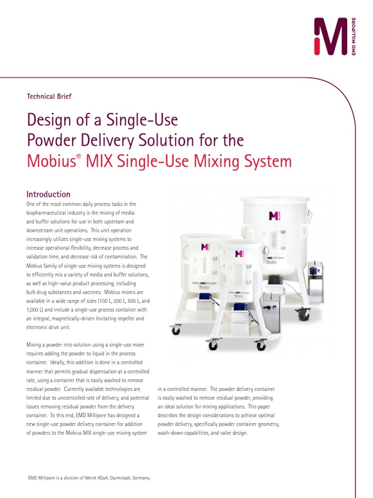 Technical Brief Powder Delivery System - Mobius Single Use System | PDF ...