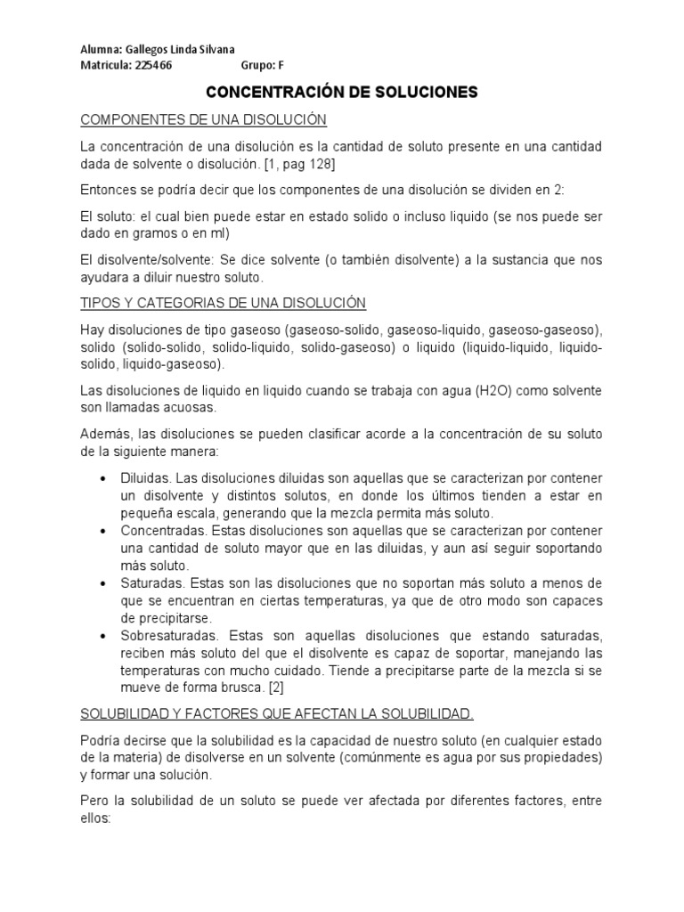 Concentración de Soluciones | PDF | Concentración | Ciencias fisicas