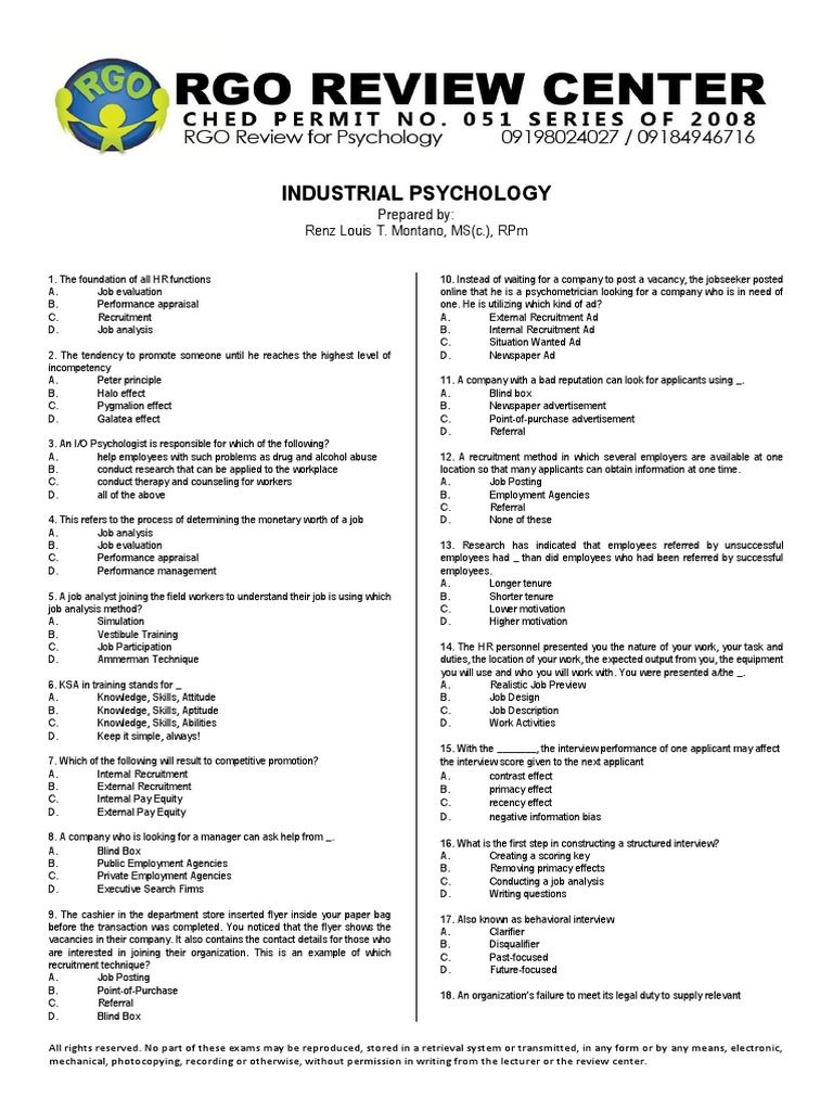 RGO Refresher Course - IO Drill - Renz Louis Montano - 1 | PDF | Self Esteem | Recruitment