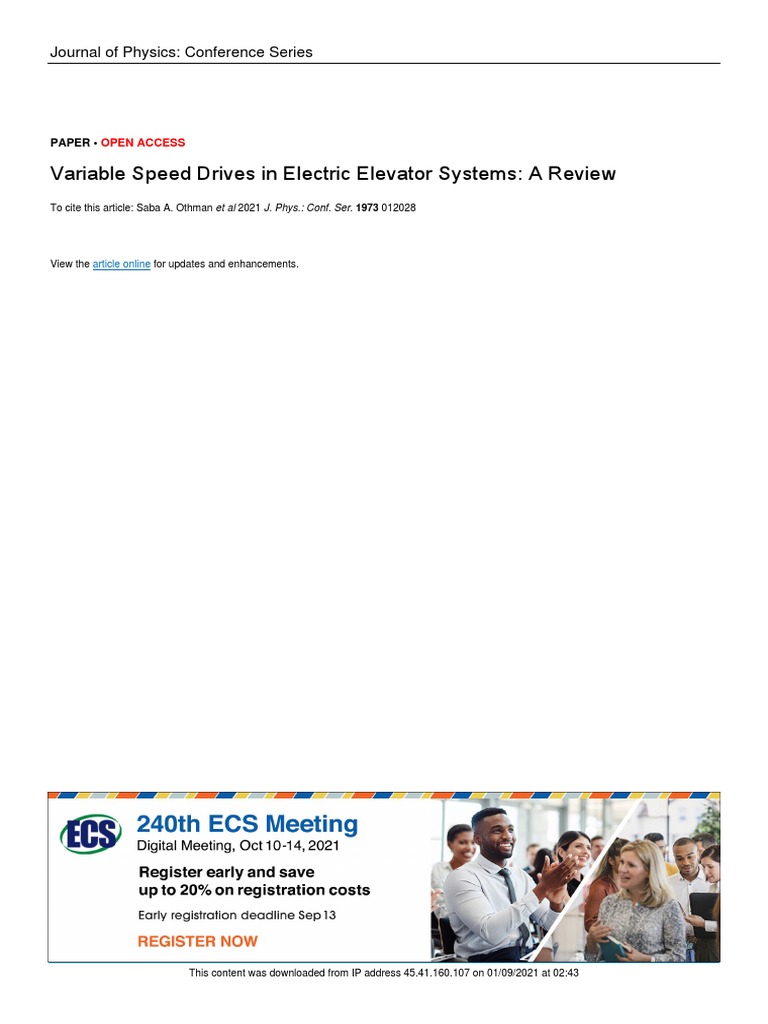Variable Speed Drives In Electric Elevator Systems Pdf Electric