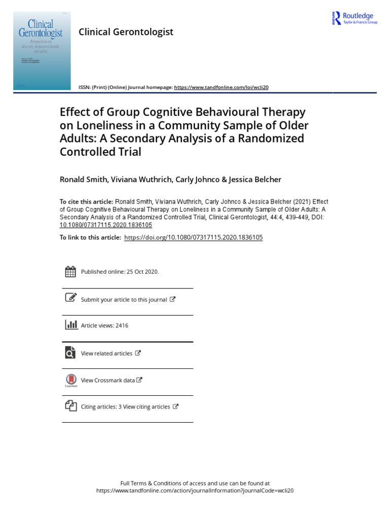 Smith Et Al 2021 | PDF | Cognitive Behavioral Therapy | Major ...