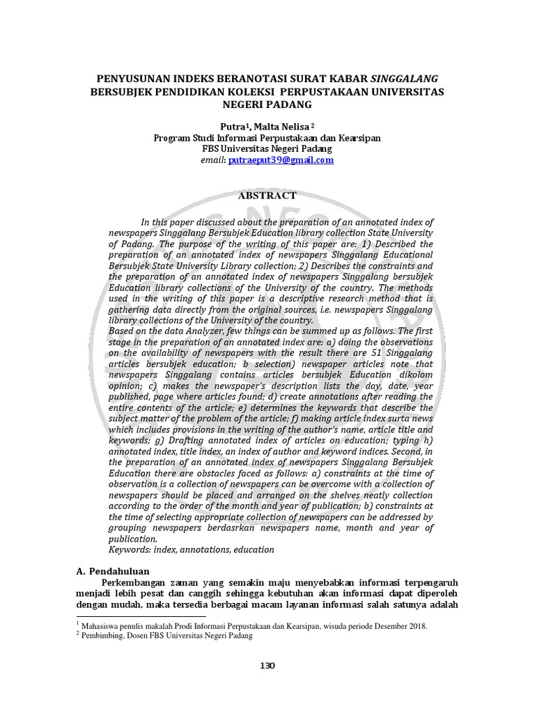 Penyusunan Indeks Beranotasi Surat Kabar b6fb9670 | PDF | Reference ...
