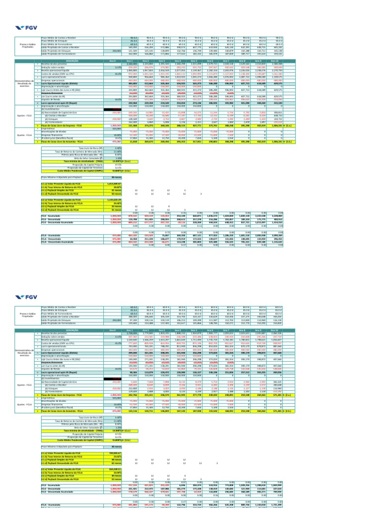 Excel-Corporate Finance FGV | PDF | Cost Of Capital | Net Present Value