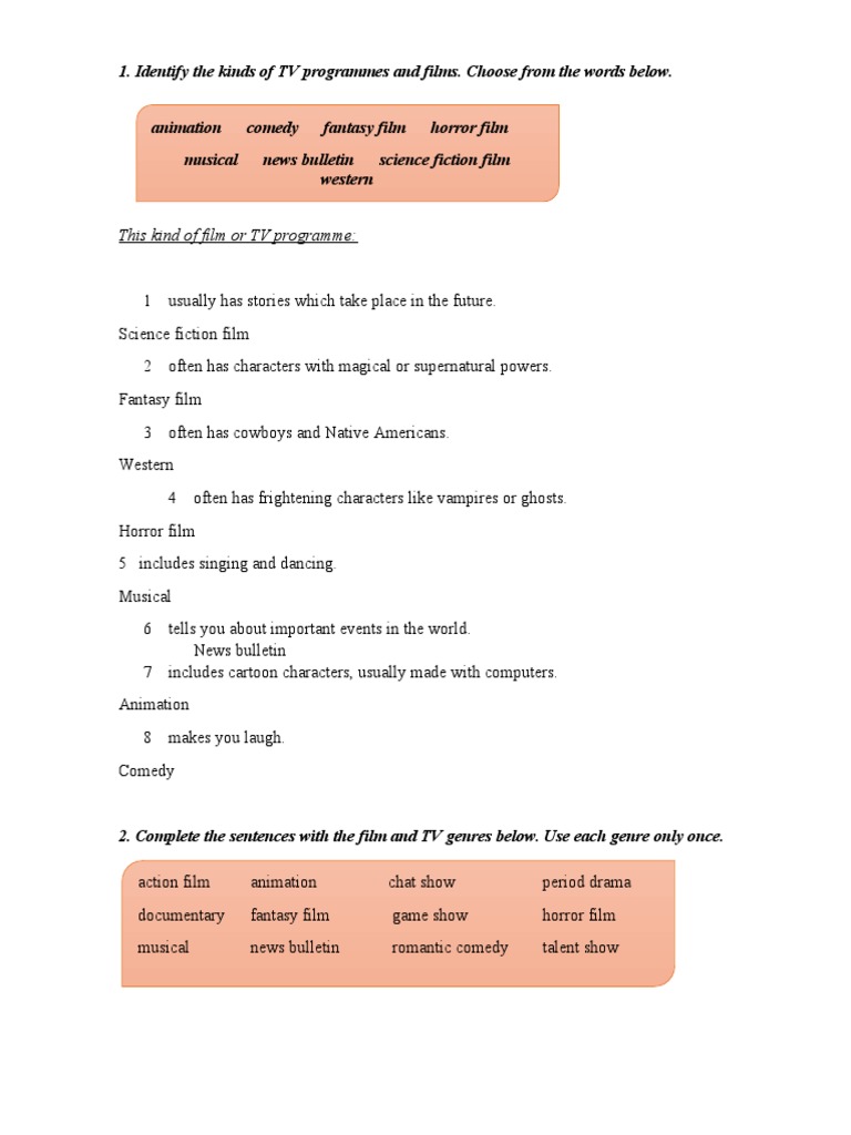 Test About Film Genres - 1675342010 | PDF | Fantasy | Horror Films