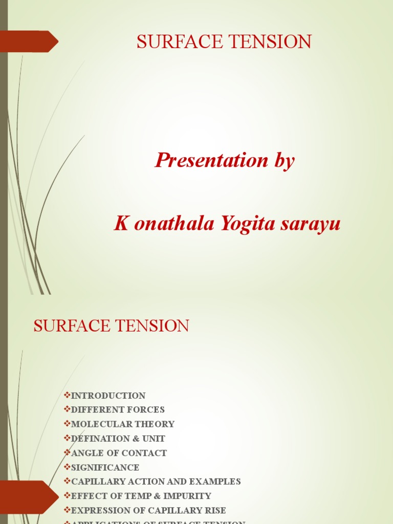 Surface Tension | PDF | Surface Tension | Liquids Surface Tension | PDF | Surface Tension | Liquids