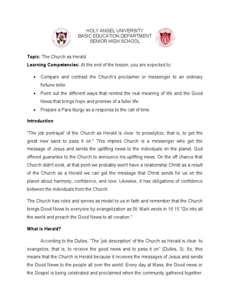 Church As Herald | PDF | Liturgy | The Gospel