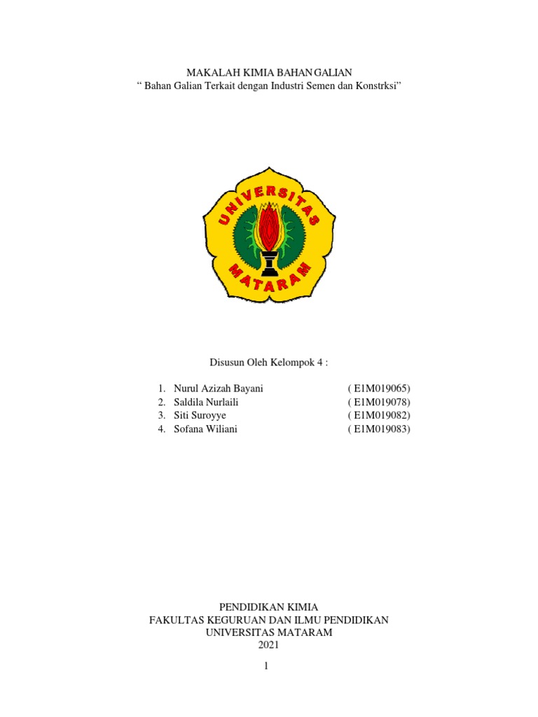 Makalah Bahan Galian Industri Semen Dan Konstruksi - KLP 4 - Nurul Azizah | PDF